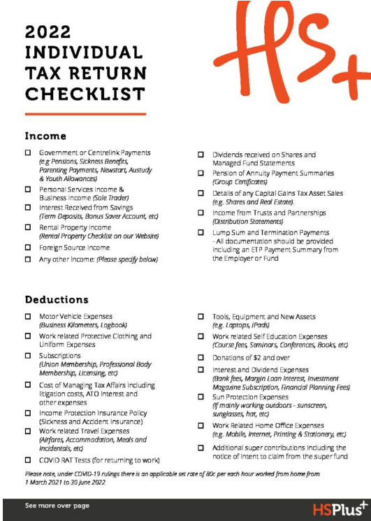 Checklists - HSPlus Accountants & Advisory
